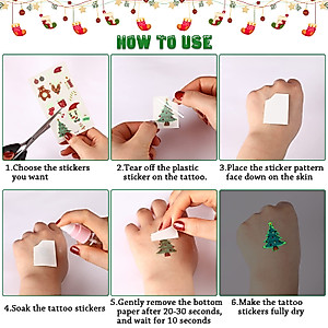 JUNEBRUSHS 20 Sheets Christmas Temporary Tattoos for Kids, Stocking Stuffers Christmas Party Favors Glow in Dark Tattoo Stickers Luminous Tattoos Face Make up Gift Filler Decoration for Boys Girls