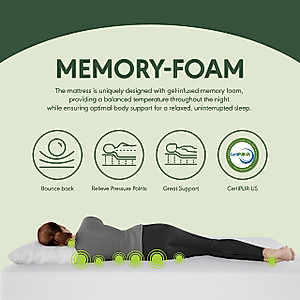 Furinno Tidur Cooling Gel Memory Foam Mattress, 5 Inch, Full