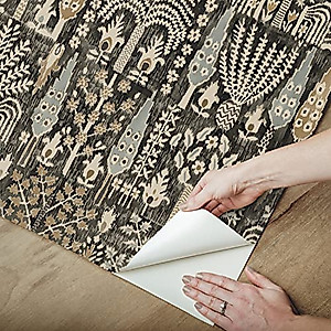 RoomMates RMK12371PL Persian Ikat Peel and Stick Wallpaper, Black, Taupe