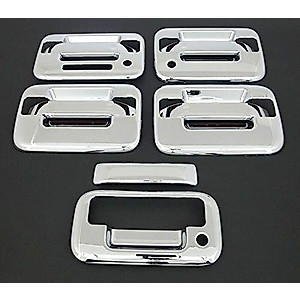 Overun 3-Layer Triple Chrome Plated Side 4 Door Handle Cover with Keypad+Tailgate Cover Designed for 2004-2014 Ford F-150