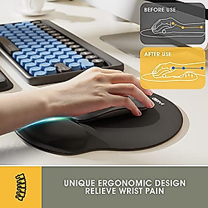 Ergonomic Keyboard Wrist Rest and Mouse Pad with Wrist Support, GIM Memory Foam Mouse Cushion Anti-Slip Computer Wrist Rest Pad for Comfortable Typing Wrist Pain Relief (Keyboard Wrist Rest)