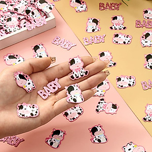 Cheereveal 200pcs Cow Confetti for Baby Shower, Cow Baby Shower Decorations Girl Pink, Cow Print Confetti for Tables Farm Animal Party Supplies