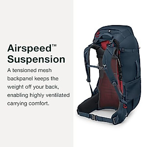 Osprey Farpoint Trek 55L Men's Travel Backpack, Muted Space Blue