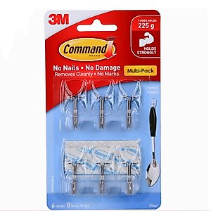 Command Hooks Damage-Free Wall Hooks,6 Medium Wire Toggle Hooks with Adhesive Strips, No Tools Needed for Easy Hanging, Ideal for Organizing Keys, Calendars, and Dorm Decor, Holds Up to 225 Gram Each