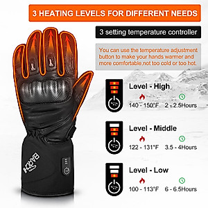 Heated Gloves for Men Women Heated Motorcycle Glove Electric Waterproof Heating Gloves Touchscreen Warming Rechargeable Battery Hand Warmers w/ 12V Motorcycle Cable for Outdoor Work Motorcycling Bike