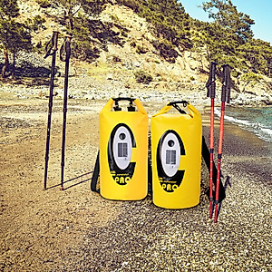 Qoolife Dry Bag Waterproof with Solar Bluetooth Speaker & Light - 20L Roll Top Dry Sack Keeps Gear Dry for Men Women Kayaking, Beach, Rafting, Boating, Hiking, Camping and Fishing (Yellow-BL)