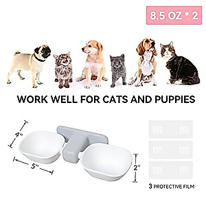 Cat Food and Water Bowls Set, Adjustable Elevated Cat Bowls, Hanging Cat Food Bowls,Wall Mounted Cat Water Bowl No Spill with 8.5 oz Each, Anti Vomiting,Dishwasher Safe,White
