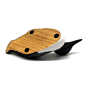 CVHOMEDECO. Primitives Hand Engraving and Painted Wood Loon Farmhouse Figurine Decorative Accent, 10-1/4 Inch