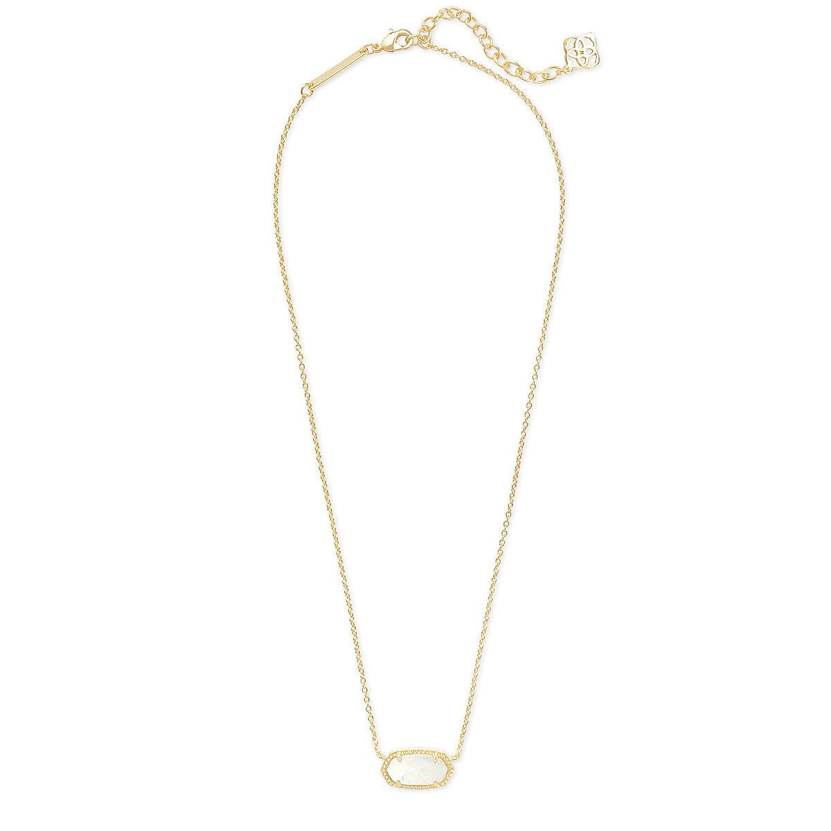 Kendra Scott Elisa Pendant Necklace for Women, Fashion Jewelry, 14k Gold-Plated, White Opal