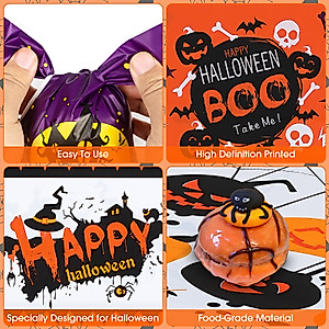 50 Pack Halloween Goodie Bags - Plastic Halloween Treat Bags, Happy Halloween Goody Bag, Trick or Treat Rabbit Ear Candy Treat Snack Cookie Gift Favor Bags for Kids Halloween Party Supplies Favors