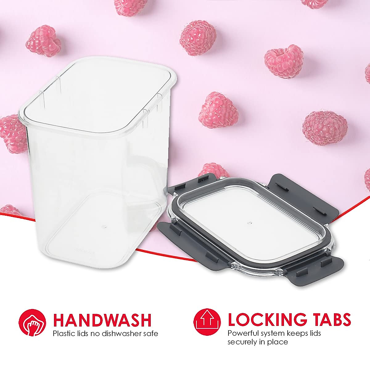 Home Basics Airtight Food Container | Powerful Air Tight Locking System | Rounded Corner | Sturdy Plastic and Silicone | Great for Liquids | Great for Lunches and Leftovers | (100 oz)