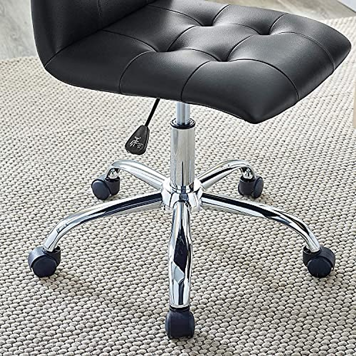 Modway Prim Ribbed Armless Mid Back Swivel Conference Office Chair In Black