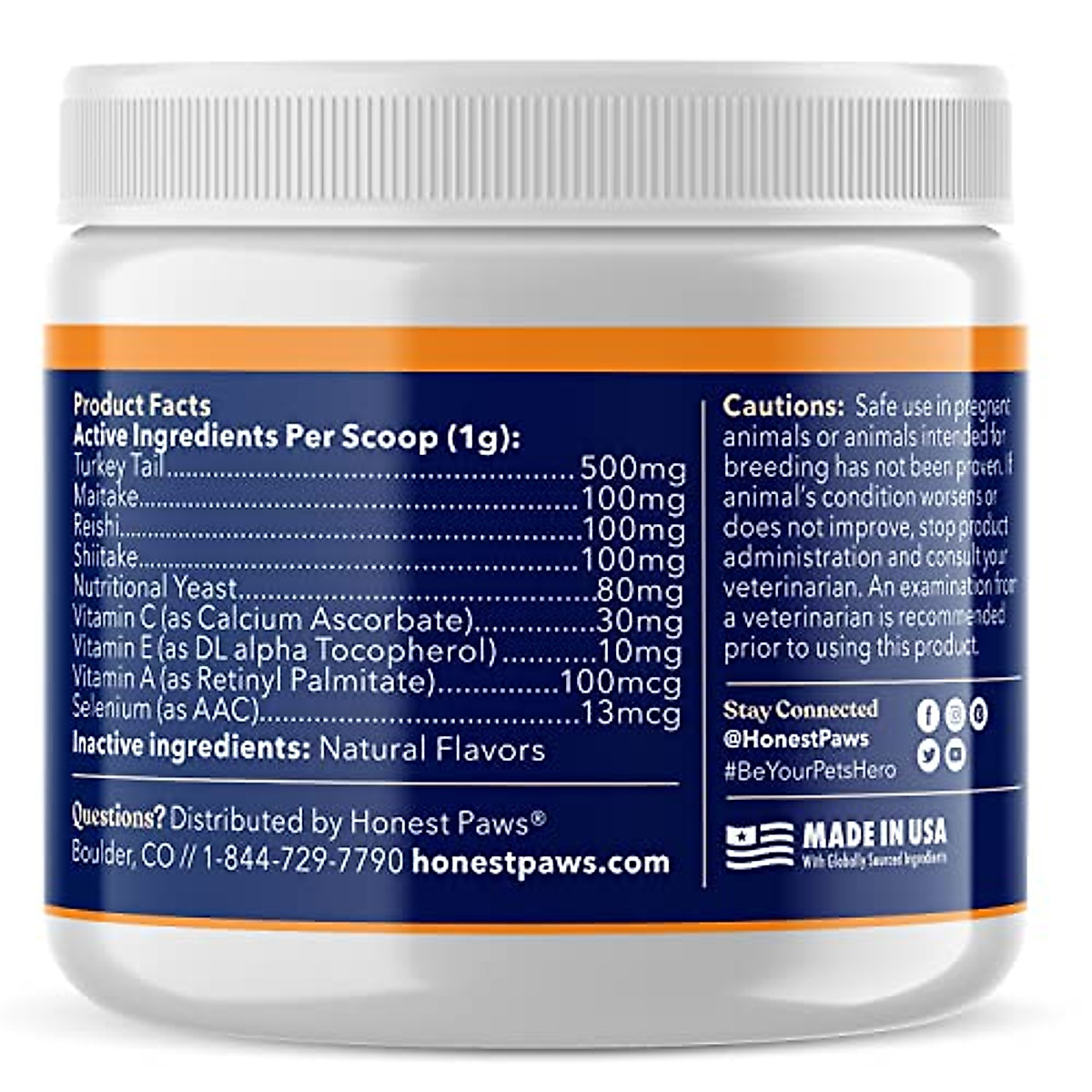 Honest Paws Dog Digestive and Immunity Booster – Turkey Tail Mushroom Blend - Shiitake, Reishi, Maitake Mushroom Extract Formula - No Filler, No Additives - (1.05 oz)