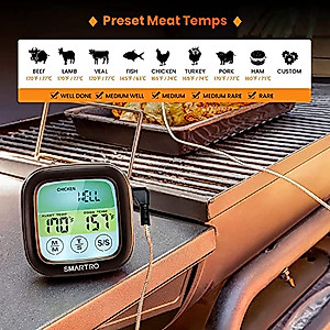 SMARTRO ST59 Digital Meat Thermometer for Oven BBQ Grill Kitchen Food Cooking with 1 Probe and Timer