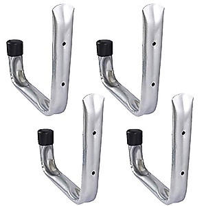 4 PCS Garage Storage Utility Hook Heavy Duty Wall Mounted Storage Hanger Perfect Garage Organizer for Ladders Folding Chairs Surf Boards Fishing Poles Garden Tools Swimming Tools