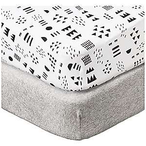 HonestBaby 2-Piece Organic Cotton Printed & Terry Changing Pad Cover Set, Pattern Play, One Size