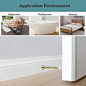 GLOBIZ 15 Pack Spring Door Stops Bright Brass 3-1/3”Heavy Duty Door Stops with Flexible Rustproof Spring Steel Wire and Durable Rubber Bumper Tips Noise Absorption Protect Door and Knob