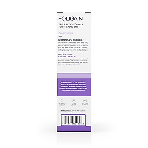 Foligain Triple Action Conditioner For Thinning Hair, Volumizing Conditioner for Women, 8 Fl. Oz.