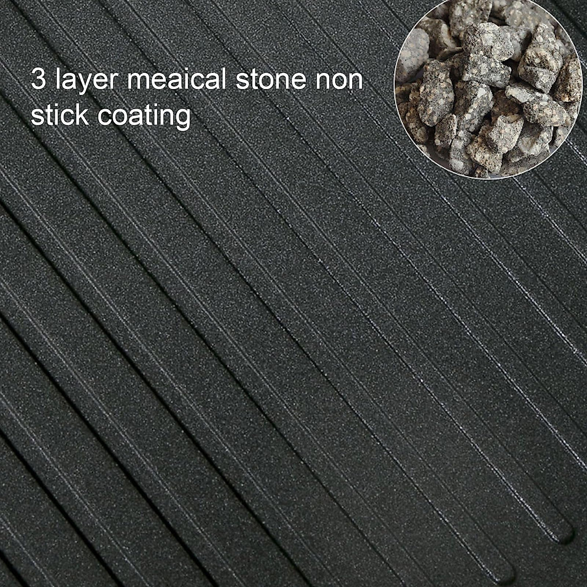 Shipenophy Grill Pan, Cast Aluminum Open Fire Heating Anti Scalding Handle Practical Uniform Heating Non Stick Multifunctional Grill Pan with Lid for Outdoor