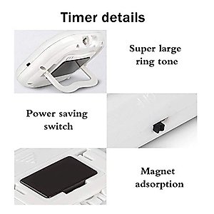 Timer, Multi-Functions Magnetic Countdown Kitchen Digital Timers ,Use for Cooking,Classroom,Bathroom,Teachers,Kids Time Management,White(No lncluded Battery)