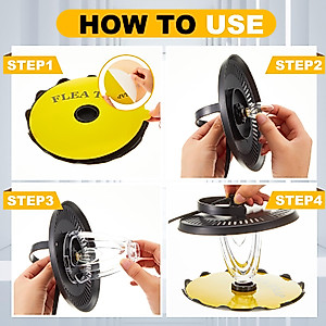 Qualirey 4 Packs Flea Traps with 20 Sticky Disc 12 Bulbs 4 Electric Wires Flea Traps Flea Killer Traps for Inside Your Home Safe Flea Light Trap for Indoor Safe to Pets and Kids