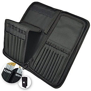 MyArtscape Paint Brush Holder, Black Art Case for 15 Short Handle Brushes - Storage Organizer for Acrylic, Oil & Watercolor Paintbrushes - Premium Arts and Crafts Supplies