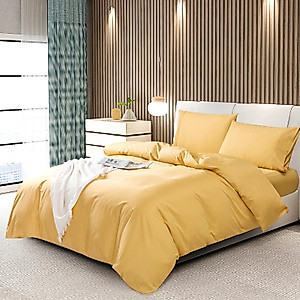 JamRest Duvet Cover Twin Size Zipper Closure (68"x90"), Ultra Soft Breathable Microfiber Comforter Cover, Luxury Hotel Bedding 3pcs Set (1 Duvet Cover & 2 Pillowcases), Yellow