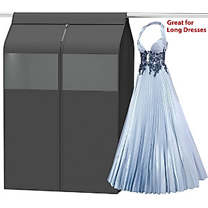 SimpleHouseware Garment Covers for Clothes Rack/Closet/Hanging Clothes, Enclosed Clear Window, Dark Grey