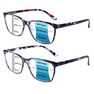 COJWIS Progressive Multifocus Reading Glasses Blue Light Blocking,Spring Hinge Readers for Women Men (Multicolor, 1.75, multiplier_x)