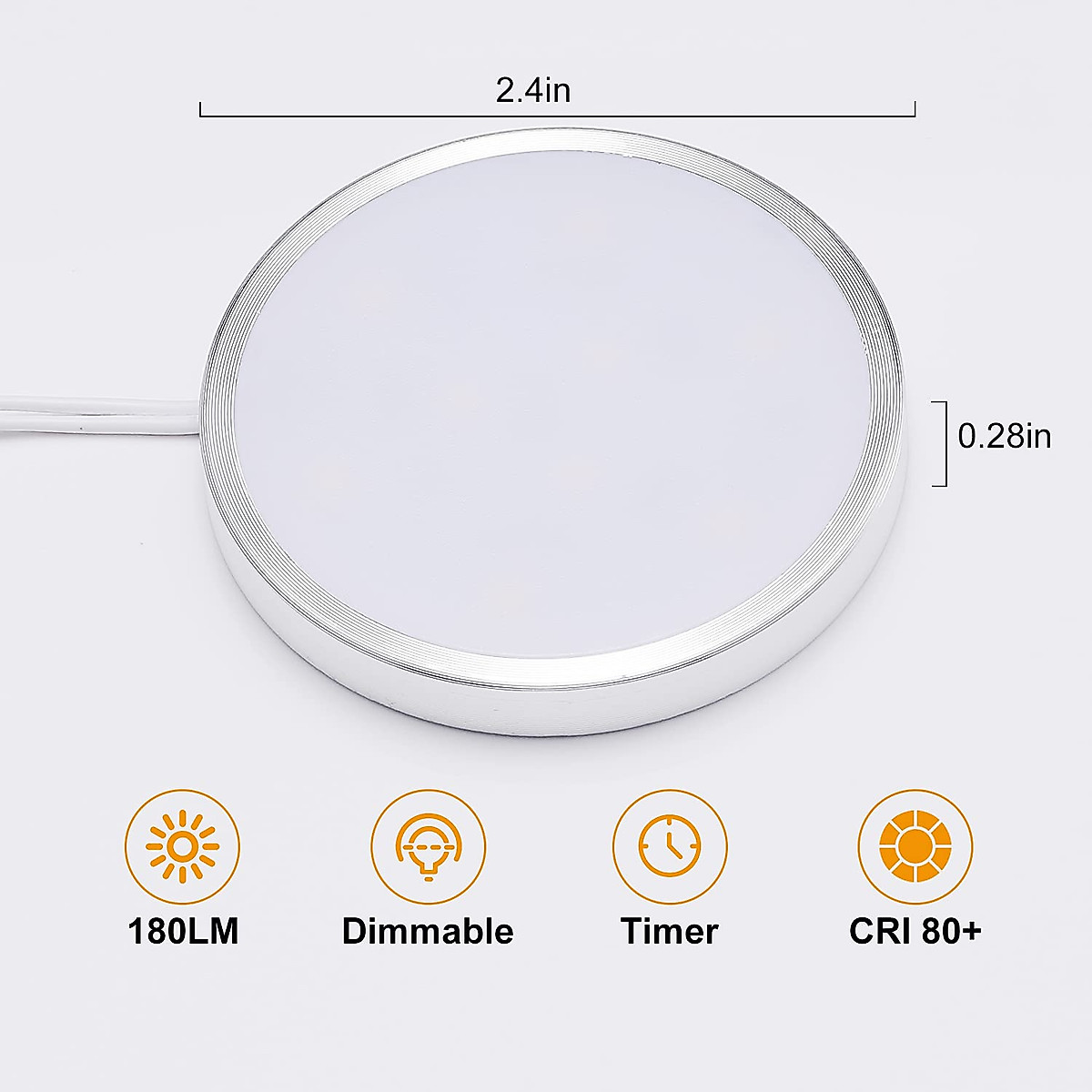 LED Dimmable Under Cabinet Lighting Kit,12V 6 Pack Wired Puck Lights with Remote Control, Plug in Under Counter Lighting Fixtures for Kitchen,Bookcase,Showcase,Shelf (Warm White)