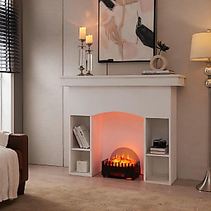 PuraFlame Electric Fireplace Log Heater, 16" Fireplace Inserts with Realistic Ember Bed, Thermostat, 750/1500W, Black