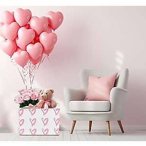 CLOCOR Rectangular Pink Storage Basket Empty,Heart Print Basket for Kids,Waterproof Storage Basket with Handles,Gift Basket(Pink Heart)