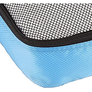 Amazon Basics 4 Piece Packing Travel Organizer Cubes Set - Medium, Sky Blue