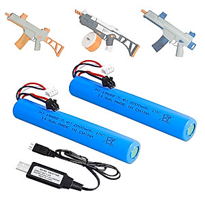 BTEDZSW 2 Pack 7.4V 2000mAh Battery Splatter Ball Gun Battery Pack Accessories for SRB1200 400 400-SUB Airsoft or Water-Gun Toy with USB Charging Cable Rechargeable Lithium Battery SM2P XH-3 Plug