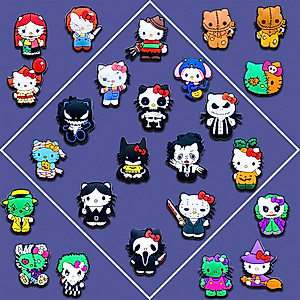 25Pcs Cartoon Shoe Charms for Clog Sandals Bracelets Decoration, Halloween Charms (25Pcs Cat)