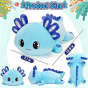 Officygnet Axolotl Plush, 13" Soft Stuffed Animal Plush Toy, Cute Axolotl Plush Pillow, Kawaii Plushies Dolls for Kids, Blue Axolotl Gift for Girls Boys