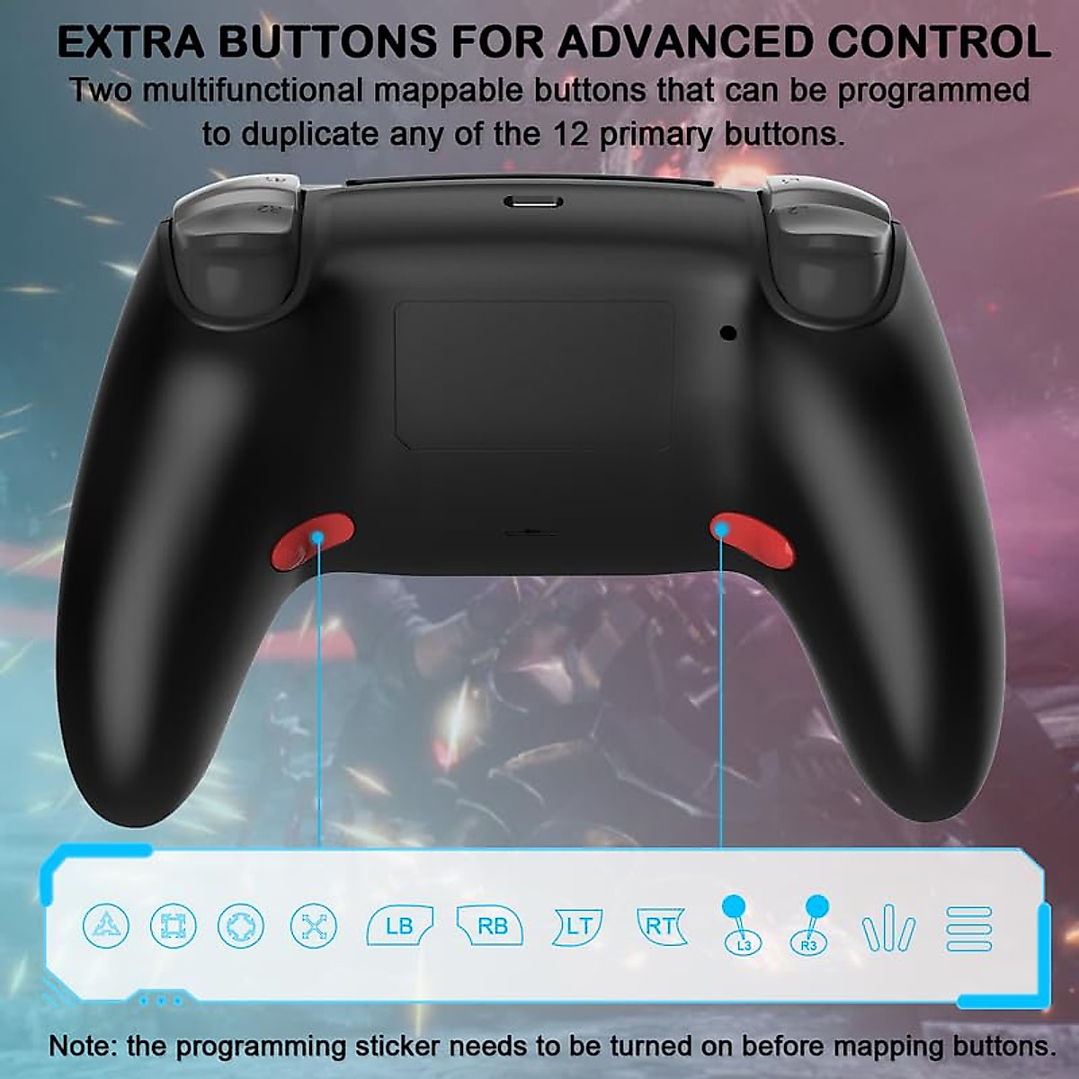 Wireless Controller for PS4 Controller,Wiv77 Ymir Elite Gaming Controller Compatible with Playstation 4 Controller with Turbo/Mapping Buttons/1200mAH Battery,Scuf Controller for Kids/Men/Women,BlueRed