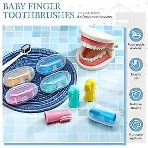 Zopeal 8 Sets Baby Finger Toothbrush for Toddler Kids Silicone Soft Finger Toothbrush for Infant Toddler Training Teething Oral Cleaning Massaging