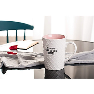 Ynsfree-World's Greatest Mom-16 OZ Coffee And Tea Cups-For mom,lady, wife,Valentine's Day or Anniversary - Birthday Gift Ceramic Office Fun Gifts Deal With White Cute Mugs-Funny Mom Mug