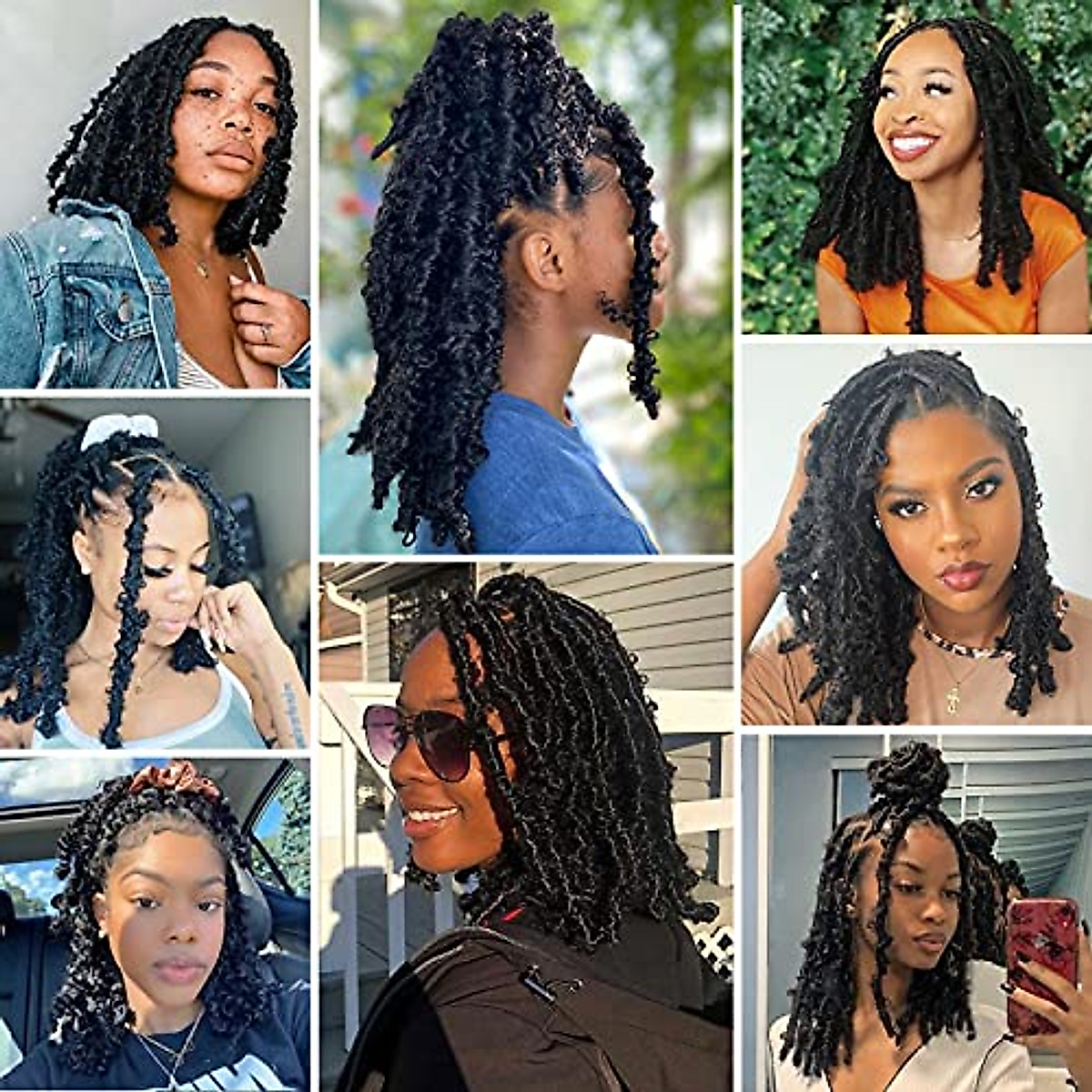 Col Bling Butterfly Locs Crochet Hair 12 Inch 8 Packs, Soft Butterfly Locs Distressed Faux Locs Crochet Hair Pre Looped Crochet Hair (12Inch 8Packs, #1B)