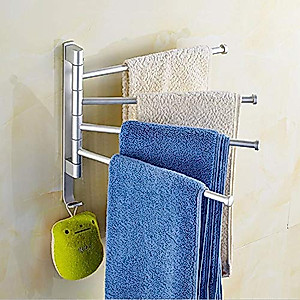 GLOYER Shower Organiser Towel Bar Rotating Towel Rack Free Punching Hanging Rod Hand Towel Rack Bathroom Cool to Dry Towel Shelf