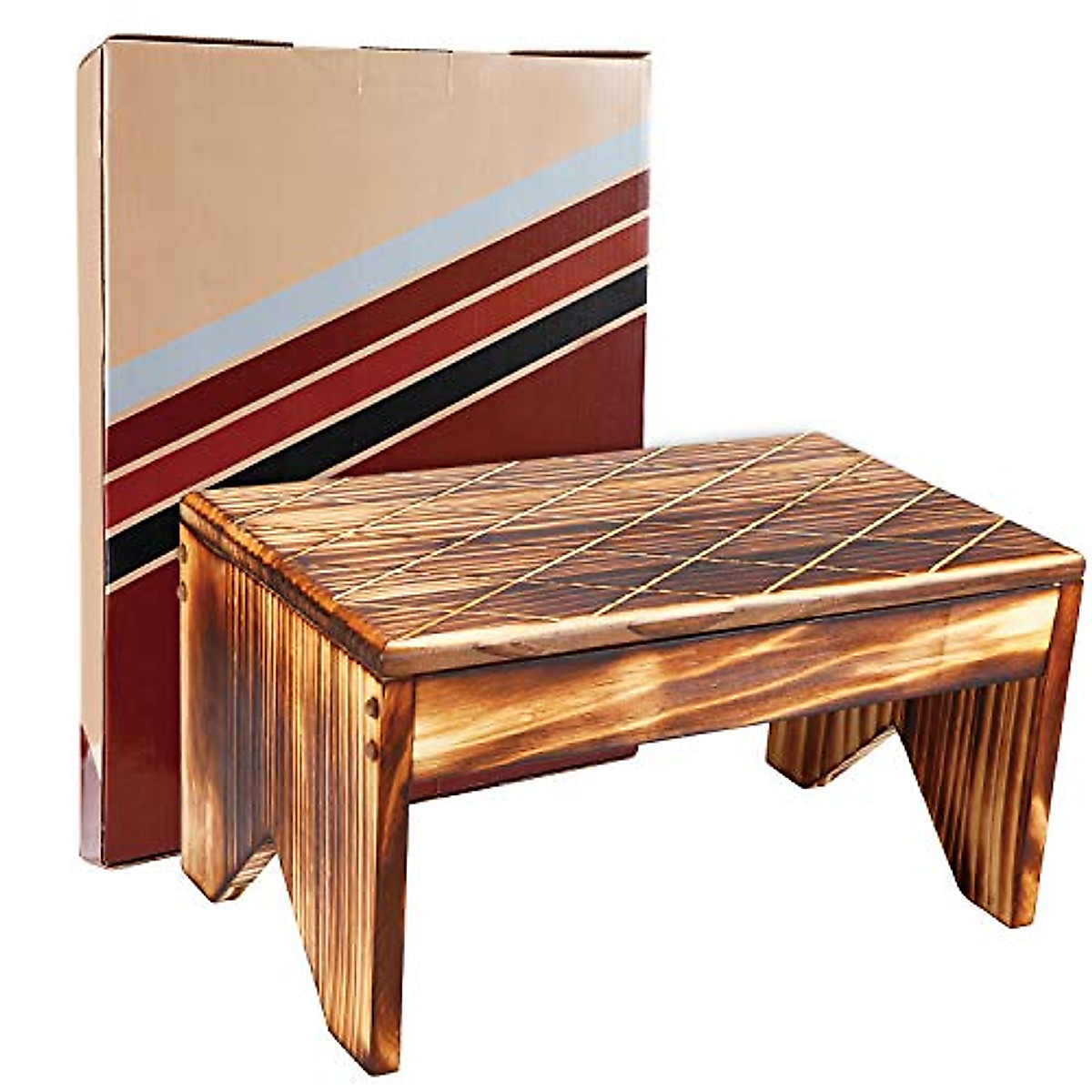 Adult Wooden Step Stool - Very Sturdy Adult Step Stool, Kitchen Step Stool, Bed Stool for High Beds，Great Wood Step Stool for Adults，Lightweight, Quality Eco Pine，Attractive & Easy Assemble 9 X 8 X 19