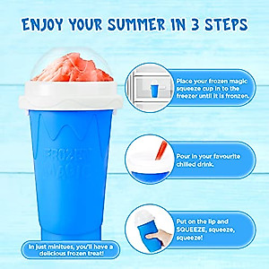 Slushy Cup Slushie Cup, Slushy Maker Cup, Quick Frozen Magic Squeeze Cup, Double Layer Slush Cup Squeeze, Homemade Summer DIY Milk Shake Ice Cream Maker, Cool Stuff Birthday Gifts for Kids (Blue)