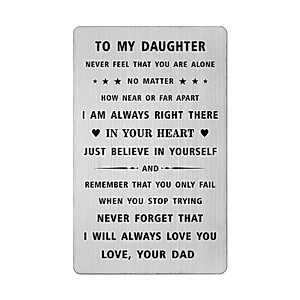 Daughter Birthday Card Gifts - I Love You Daughter from Dad - Daughter Birthday Wedding Engraved Wallet Card Gifts for Girl