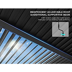 ONLYCTR Outdoor Louvered Pergola 10' × 10' Aluminum Large Pergola Patio Rainproof Pergola with Adjustable Roof, Black Gazebo for Outdoor Deck Garden Beach Patio (10' × 10', Black)