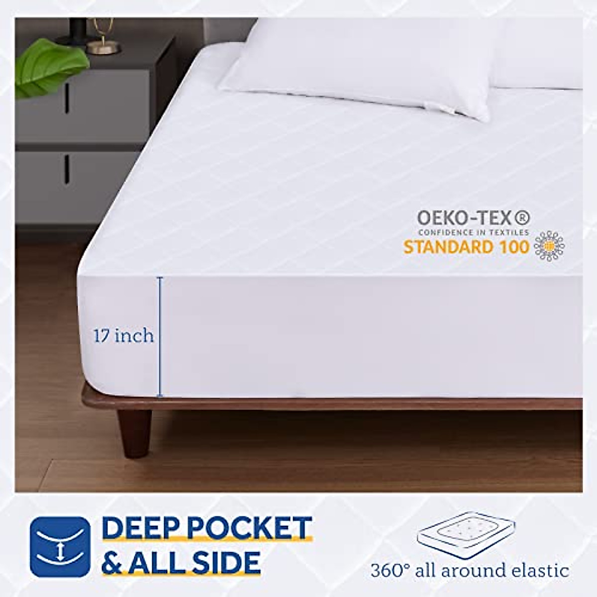 Sealy Heated Mattress Pad Queen Size, Cotton Blend Electric Bed Warmer with 10 Heat Setting Wireless Controller & 1-12 Hours Auto Shut Off, Fit Up to 17 Inch Deep Pocket, 60x80 Inch, White