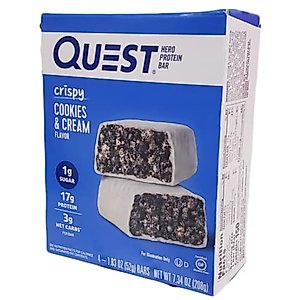 2 set- 1) Pack of 4bars- 1.83oz(52g) each. NET WT 7.34oz(208g) Quest Hero Protein Bar - Crispy Cookies & Cream Flavor