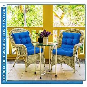 Marsui 4 Pcs Outdoor Indoor High Back Chair Cushions Patio Furniture Tufted Pillow with Ties All Weather Replacement Outdoor Rocking Chair Cushions, 42 x 21 Inches (Blue)