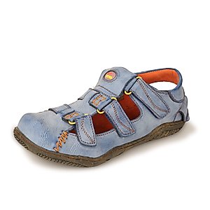 TMA EYES Women's Hook and Loop Closed-Toe Leather Sandal