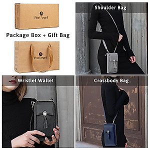 Pearl Angeli Genuine Leather Crossbody Cellphone Bag for Women RFID Blocking Small Phone Wallet Purse with Shoulder Strap